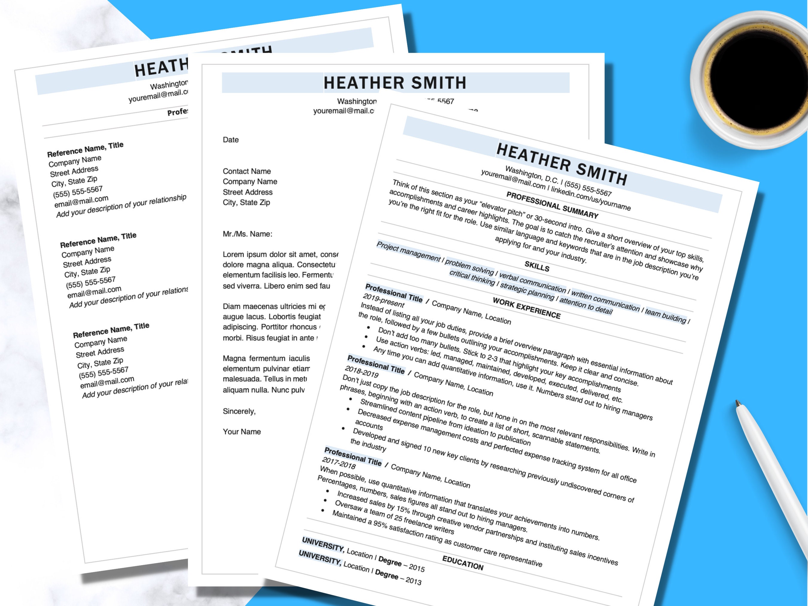 Plantilla de currículum ATS para Word, Google Docs con carta de ...