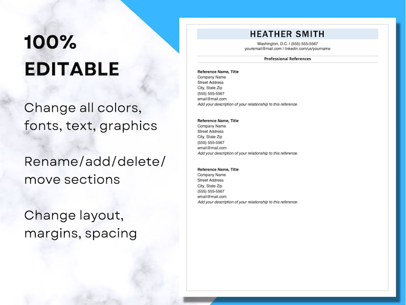 References Template for Word, Google Docs | Professional References ...