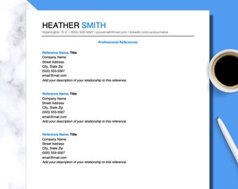 References Template for Word, Google Docs | Professional References ...