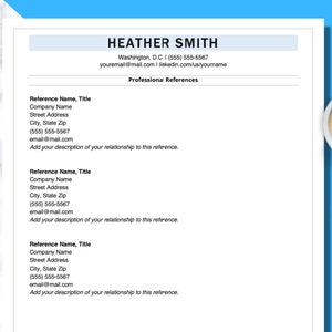 References Template for Word, Google Docs | Professional References ...