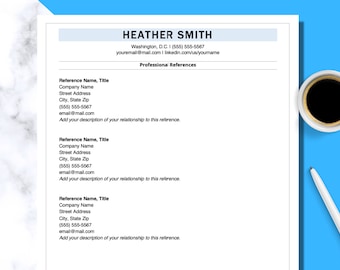 References Template for Word, Google Docs | Professional References ...