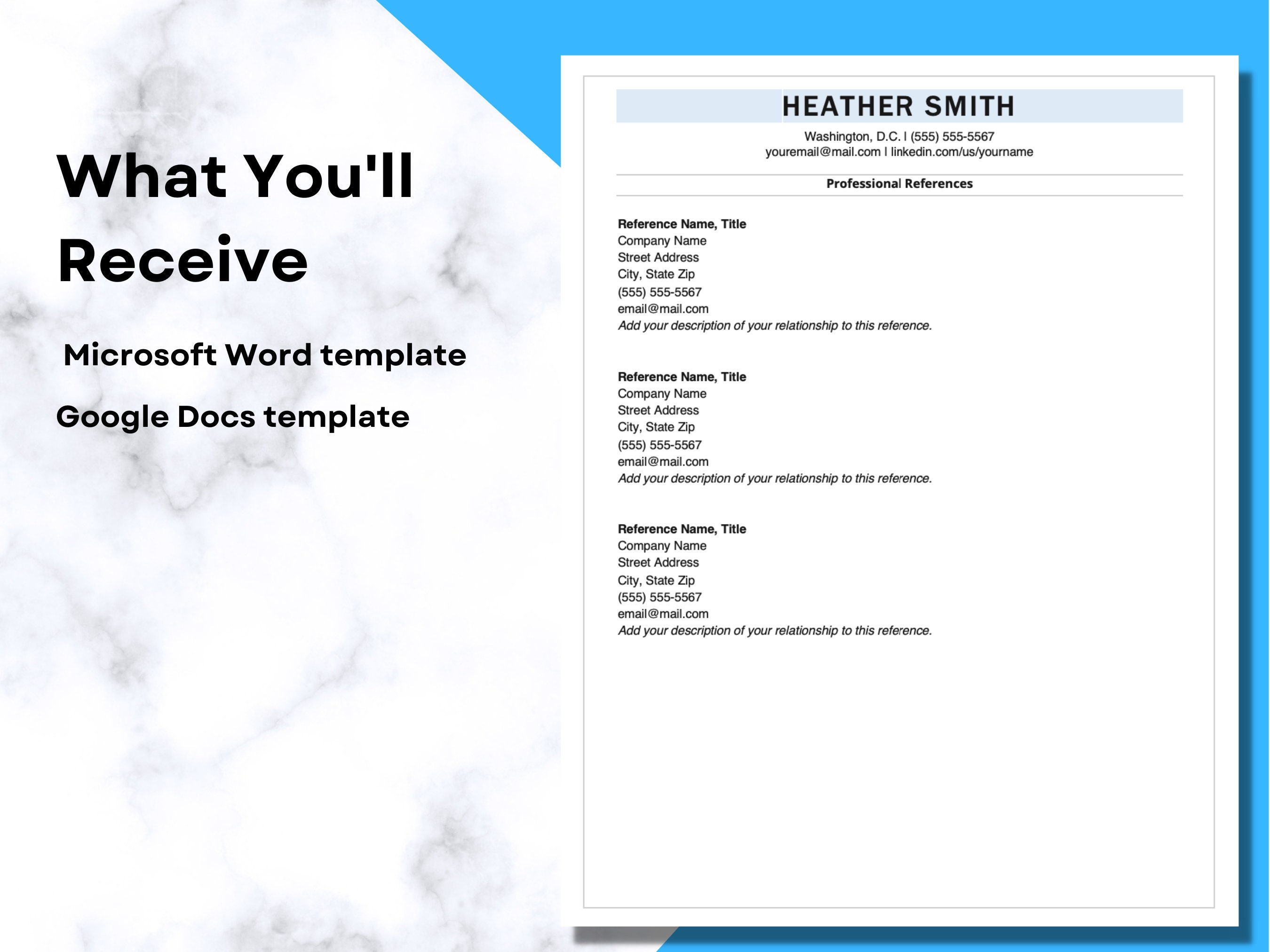 References Template for Word, Google Docs | Professional References ...
