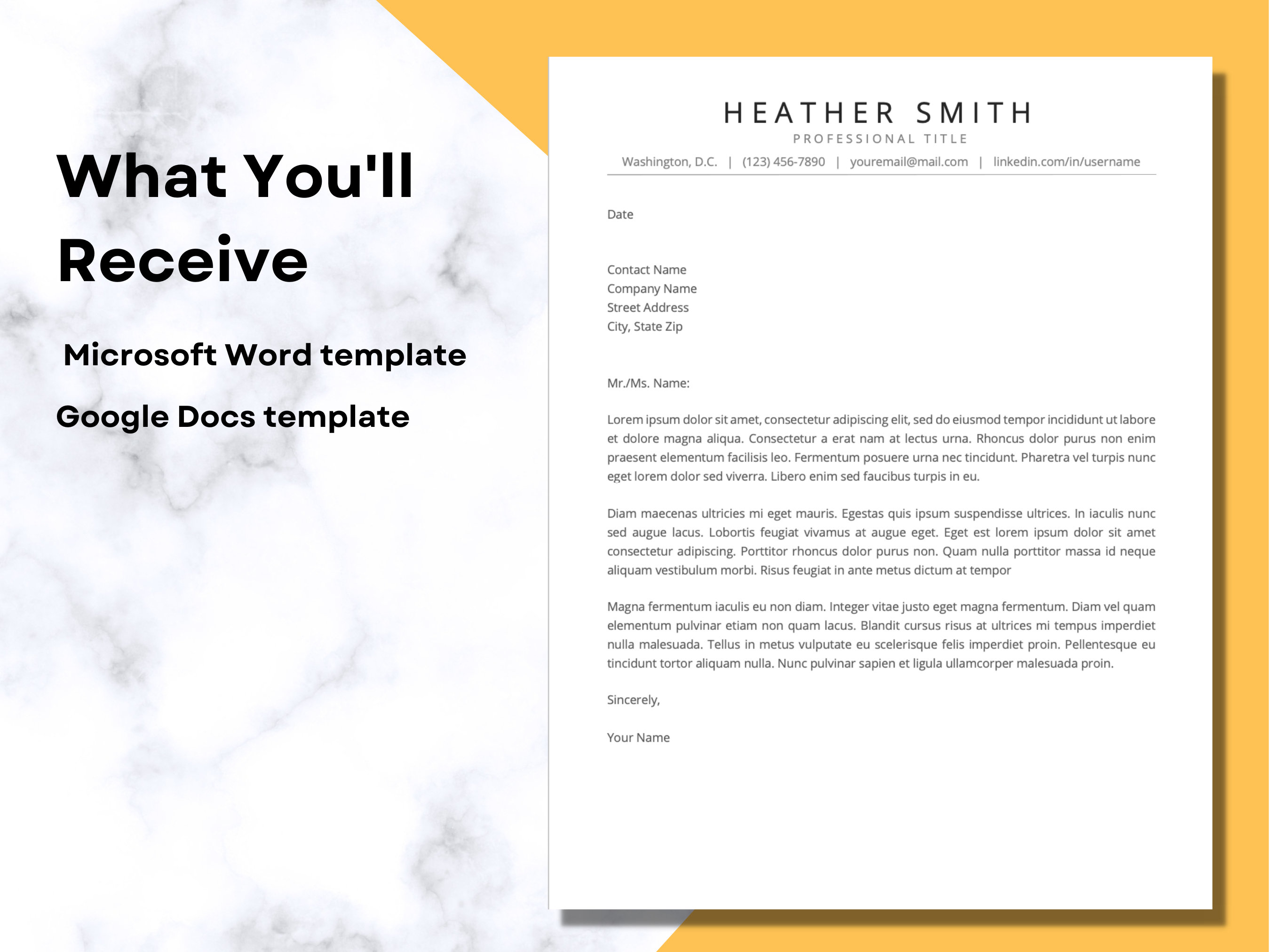 Professional Letter Template for Word, Google Docs | Cover Letter ...