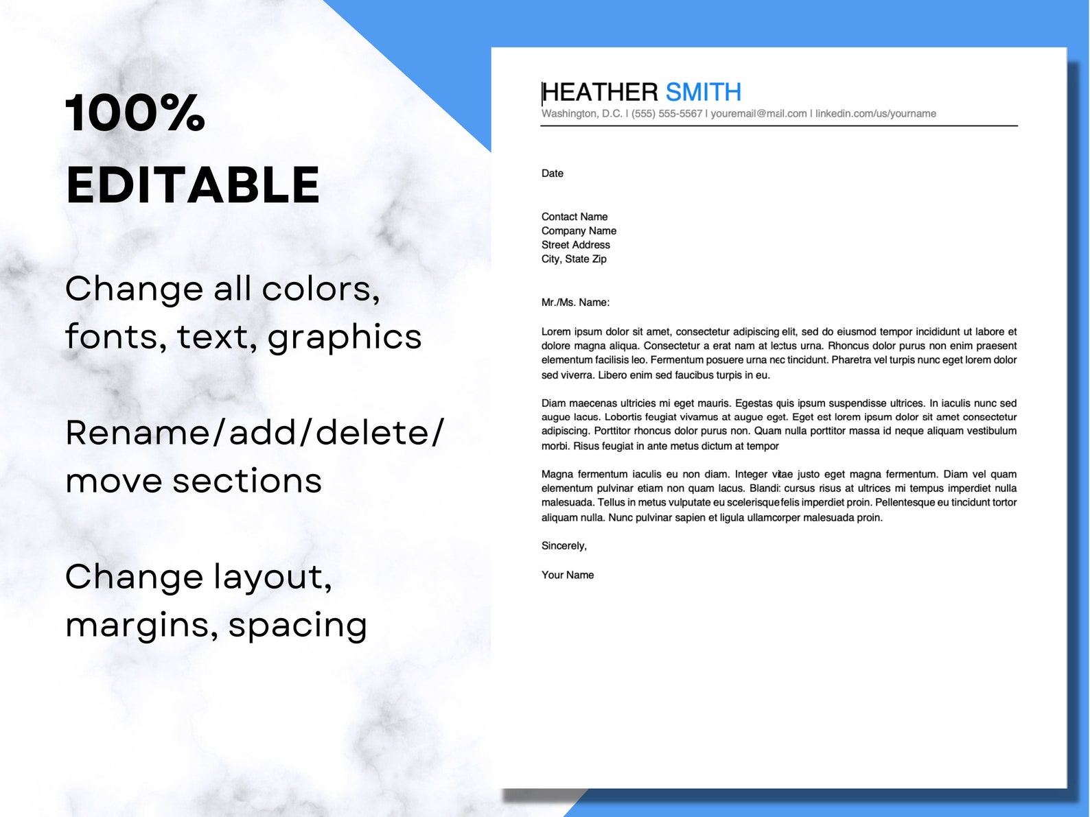 Modern Cover Letter Template | Business Letter, Professional Letter for ...
