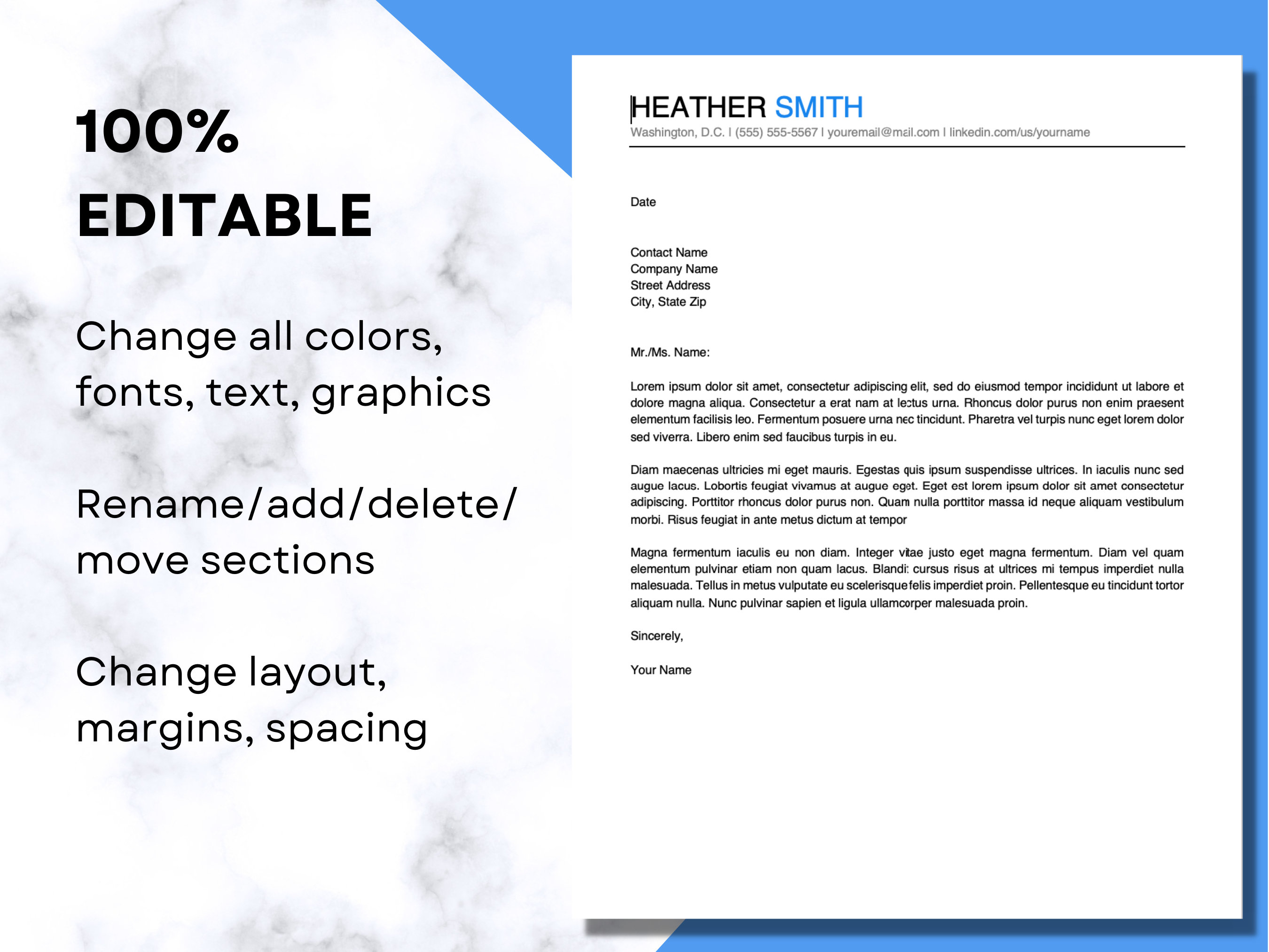 Modern Cover Letter Template | Business Letter, Professional Letter for ...