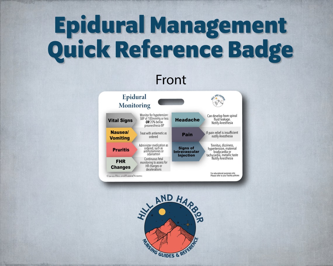 Epidural Monitoring Dermatomes Nursing Quick Reference Badge Cards 2x3 ...