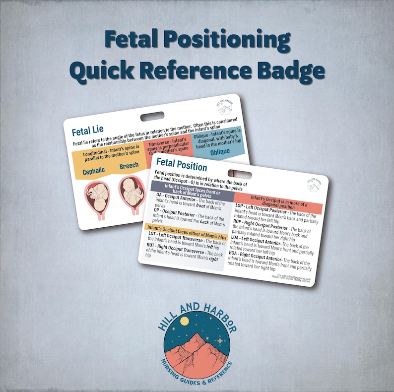 Fetal Position Quick Reference Badge - Etsy