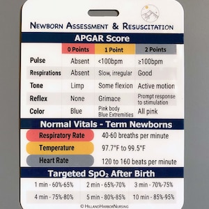 Newborn Assessment & Resuscitation Card: NRP Quick Reference (3x4) - Etsy