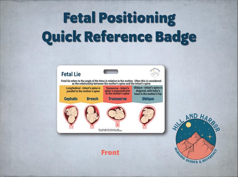 Fetal Position Quick Reference Badge - Etsy