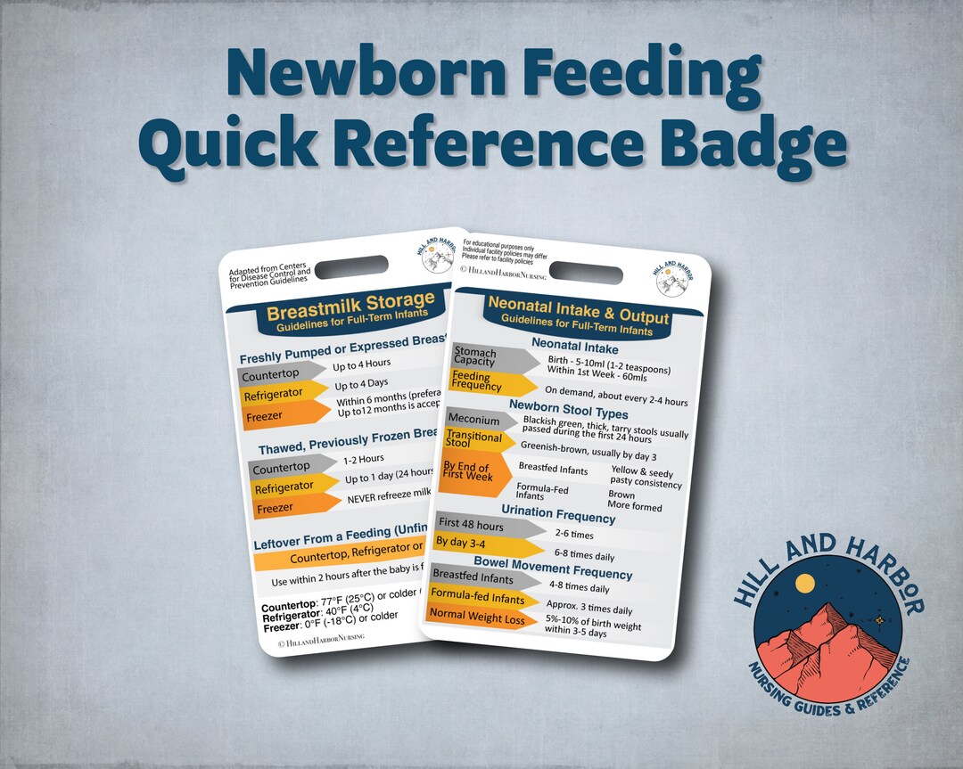Newborn Feeding Quick Reference Badge - Etsy