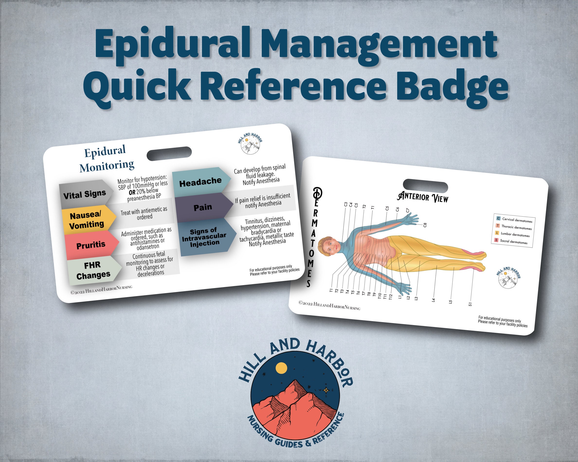 Epidural Monitoring Dermatomes Nursing Quick Reference Badge Cards 2x3 ... Epidural Monitoring Dermatomes Nursing Quick Reference Badge Cards 2x3 ...