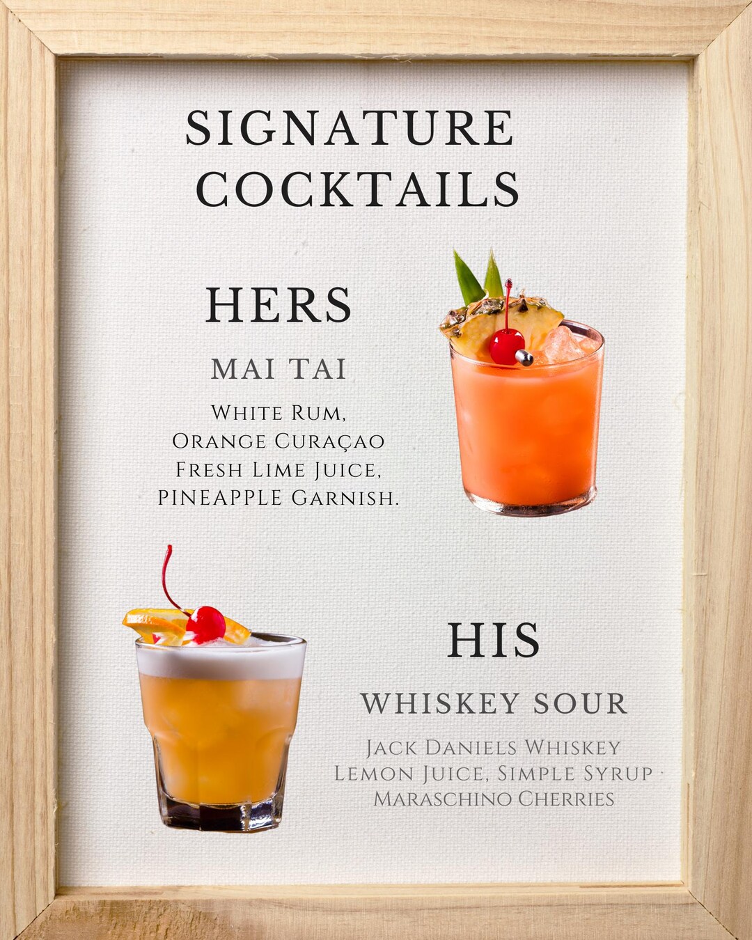Custom Signature Cocktails Sign, Watercolor Cocktail Sign, Drink Menu ...