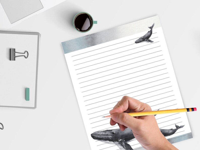 Printable Stationary, Whales, Note Paper, Letter Writing, Lined ...