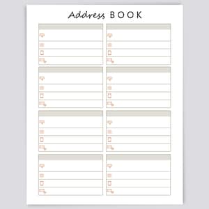 Address Book, Printable, Instant Download, Printable PDF, US Letter, A4 ...