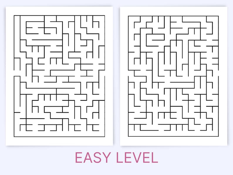Maze Book, 50 Mazes, Level Easy, Printable, Instant Download, Printable ...