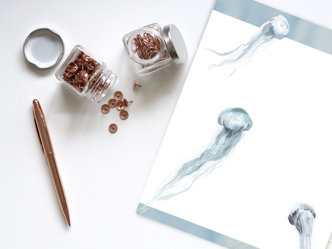 Printable Stationary, Jellyfish, Note Paper, Letter Writing, Lined ...