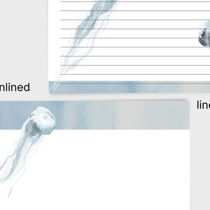 Printable Stationary, Jellyfish, Note Paper, Letter Writing, Lined ...