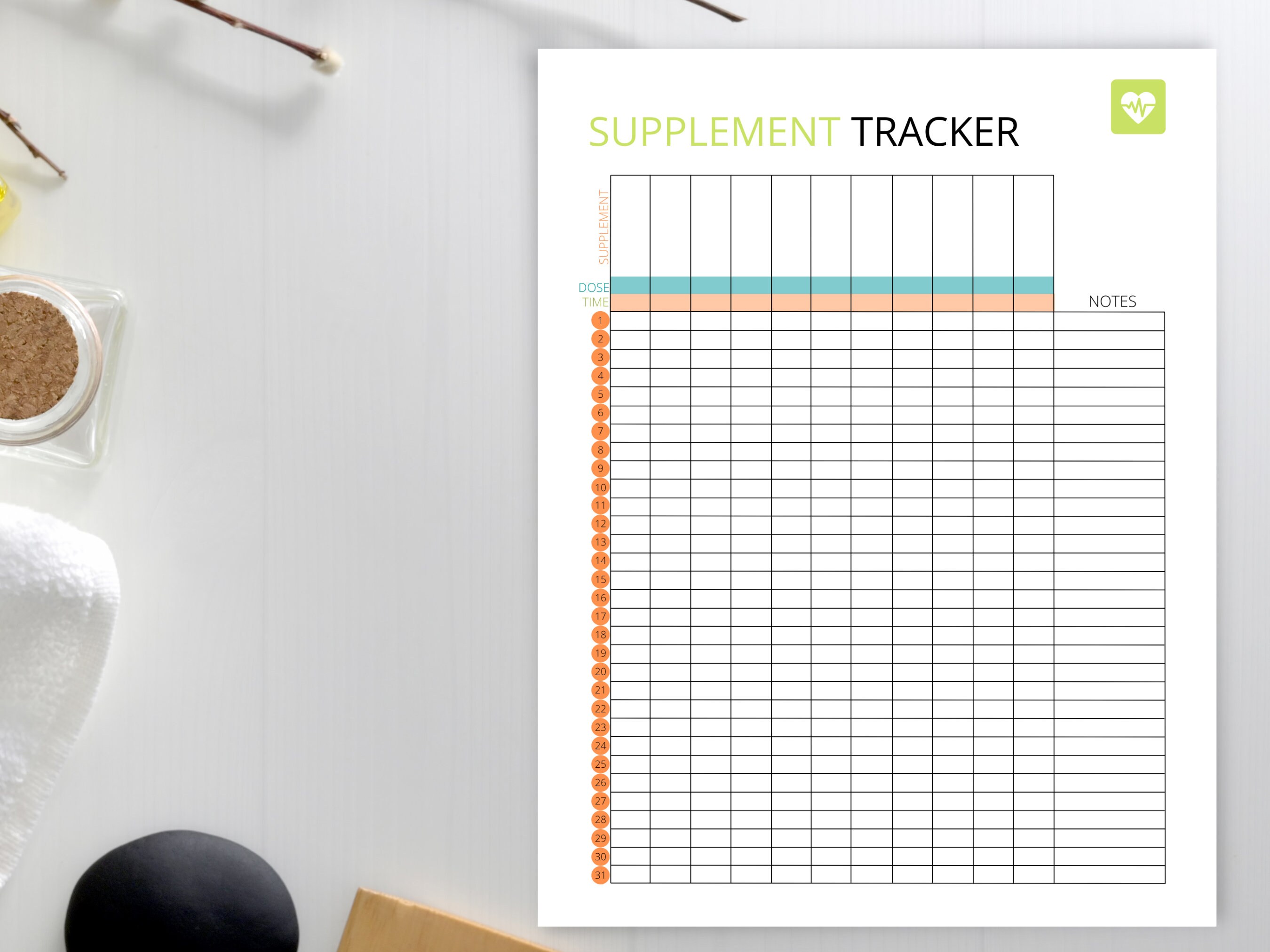 Supplement Tracker, Vitamin Tracker, Printable, Instant Download ...