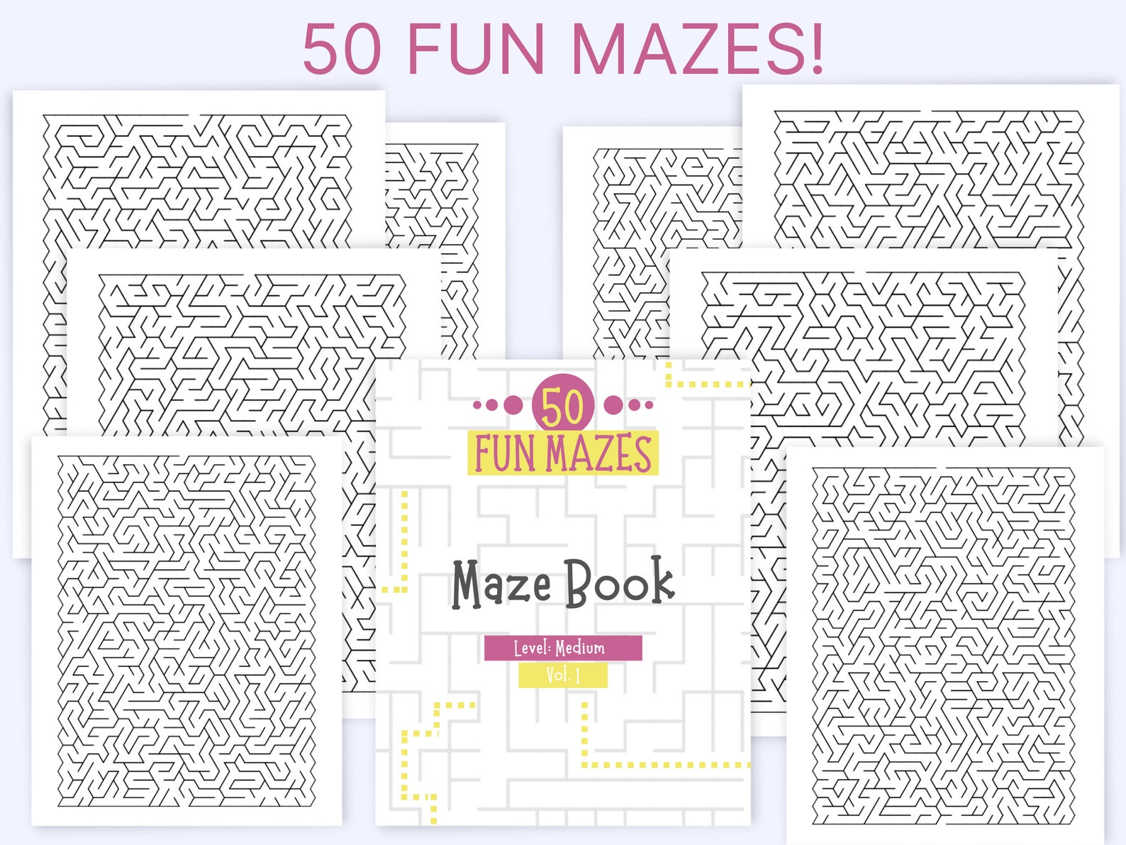 Maze Book, 50 Mazes, Level Medium, Printable, Instant Download ...