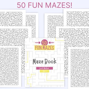 Maze Book, 50 Mazes, Level Medium, Printable, Instant Download ...