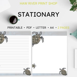 Printable Stationary, Sea Turtles, Note Paper, Letter Writing, Lined ...