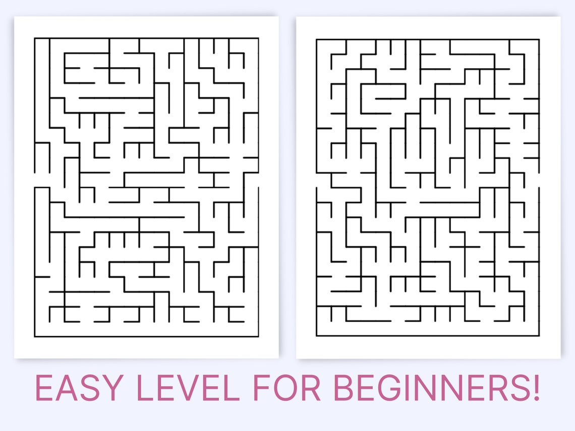 Maze Book 50 Mazes Level Easy Printable Instant Download | Etsy