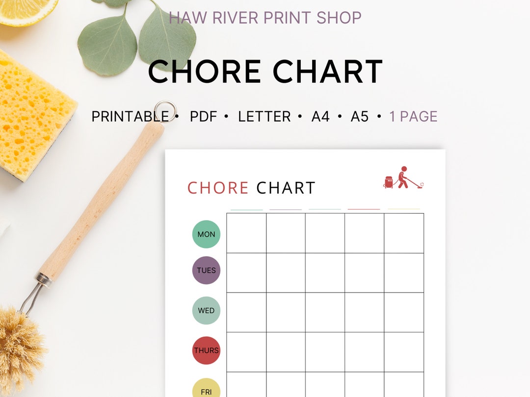 Chore Chart, Printable, Instant Download, Printable PDF, US Letter, A4 ...