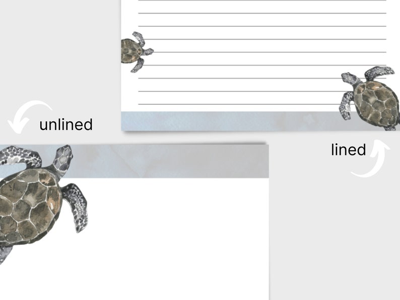 Printable Stationary, Sea Turtles, Note Paper, Letter Writing, Lined ...
