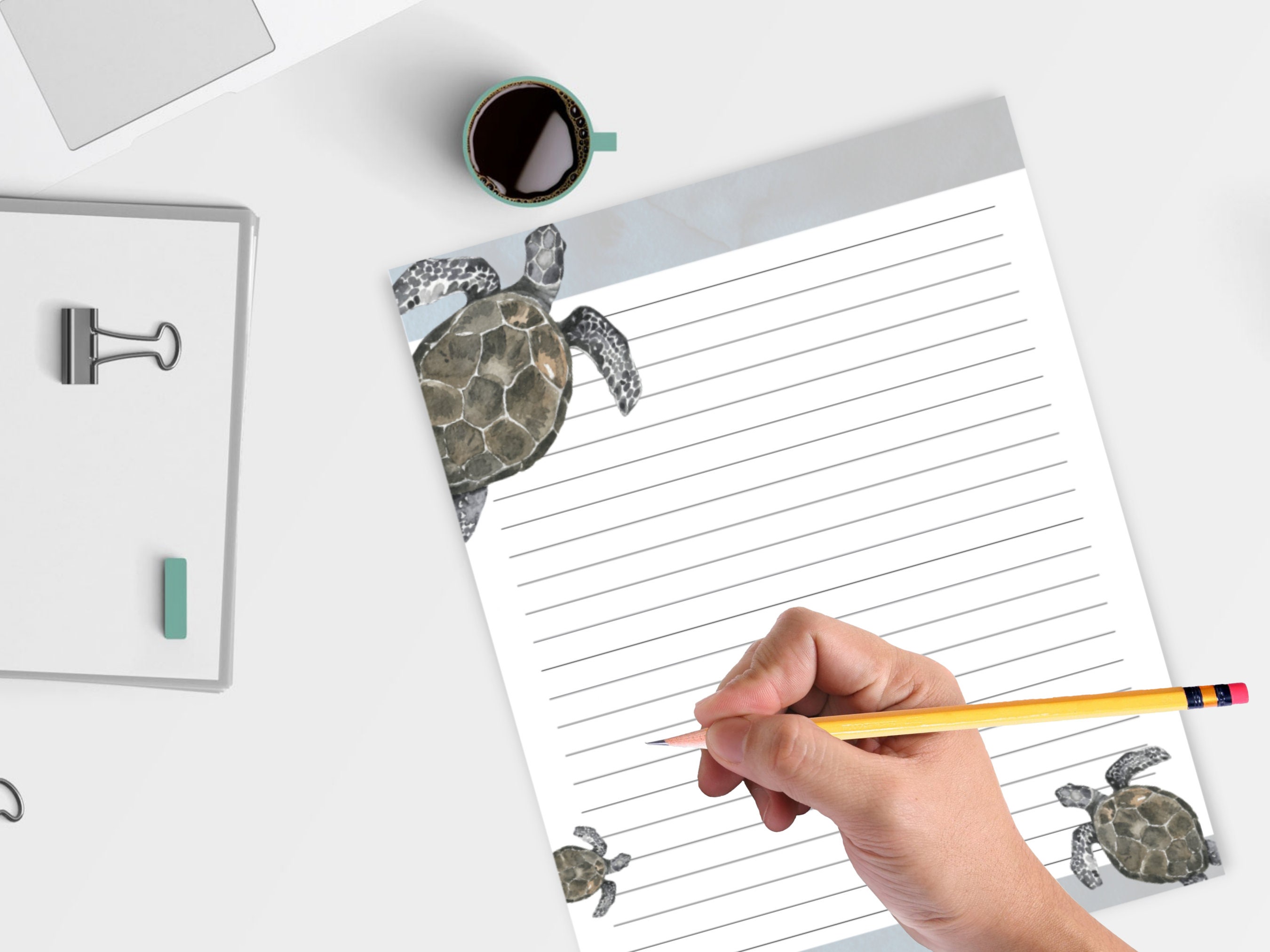 Printable Stationary, Sea Turtles, Note Paper, Letter Writing, Lined ...