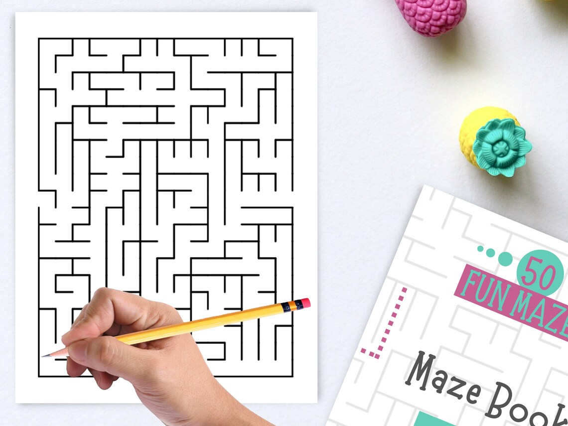 Maze Book, 50 Mazes, Level Easy, Printable, Instant Download, Printable ...