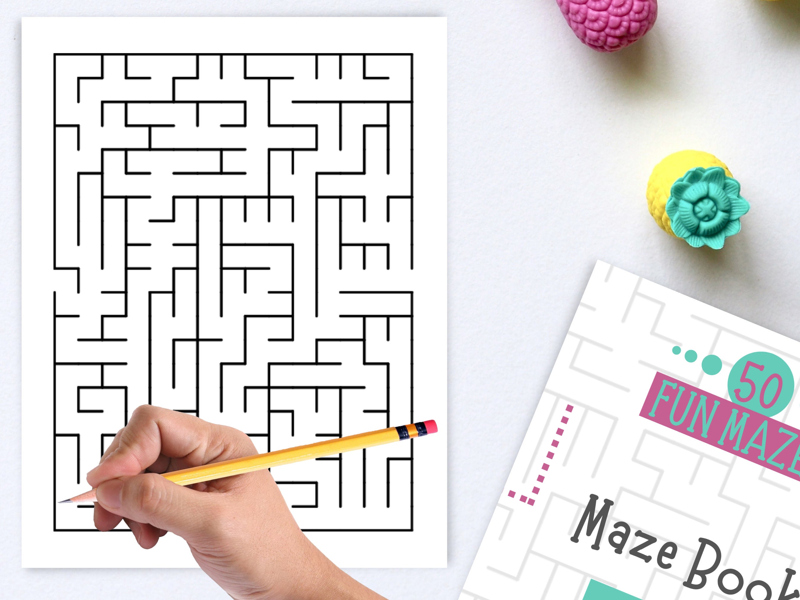 Maze Book, 50 Mazes, Level Easy, Printable, Instant Download, Printable ...