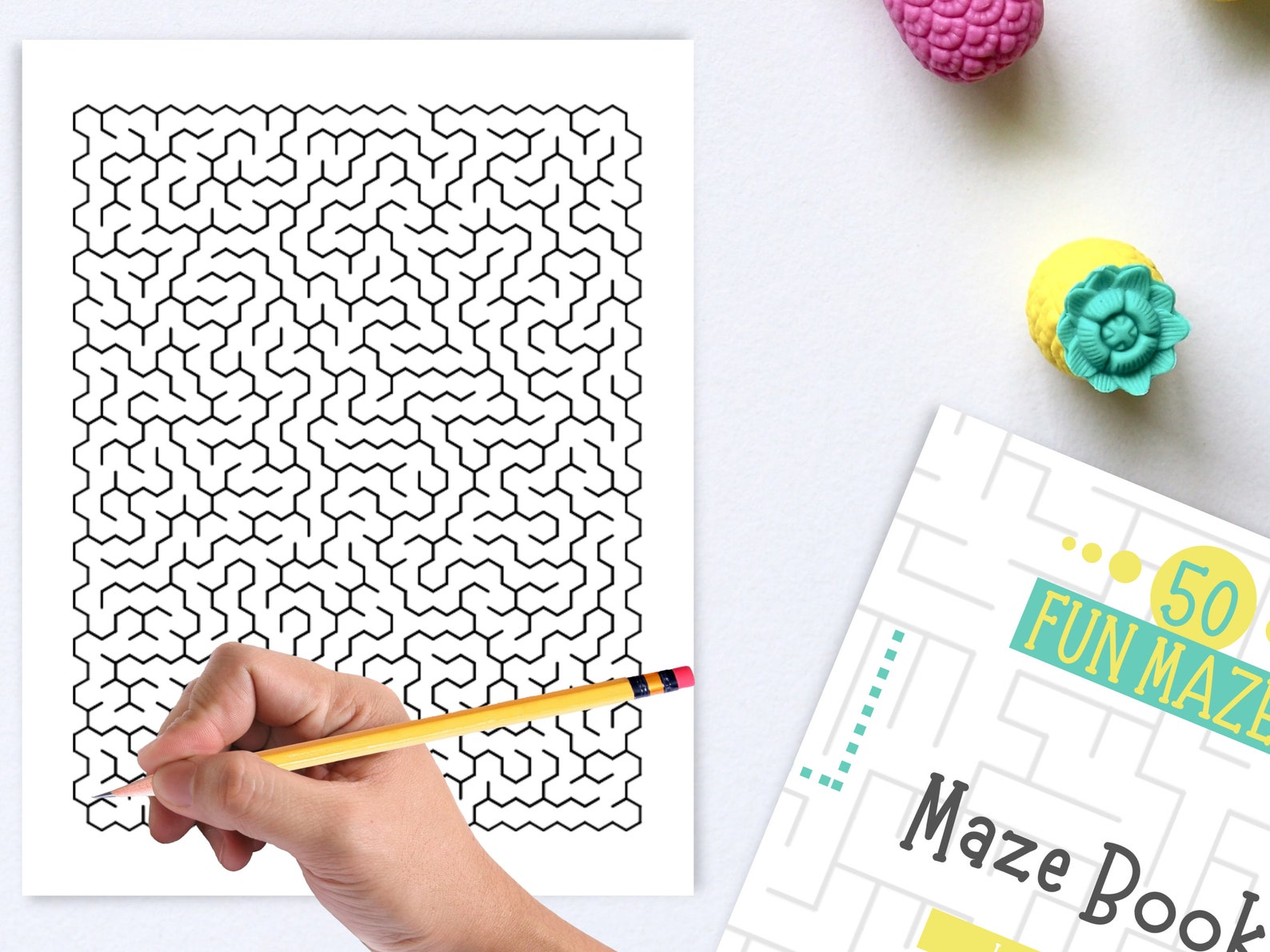 Maze Book, 50 Mazes, Level Hard, Printable, Instant Download, Printable ...