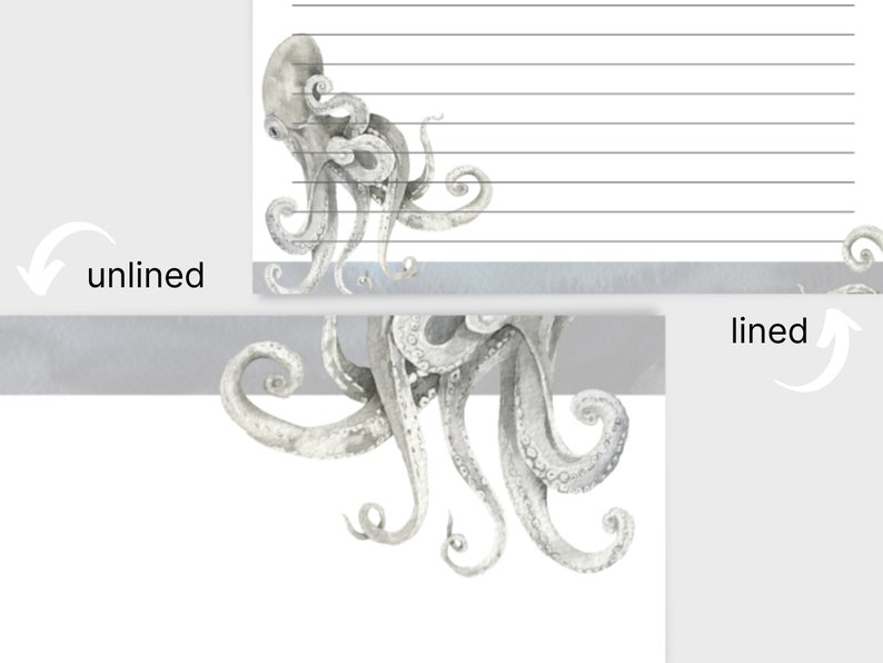 Printable Stationary, Octopus, Note Paper, Letter Writing, Lined ...