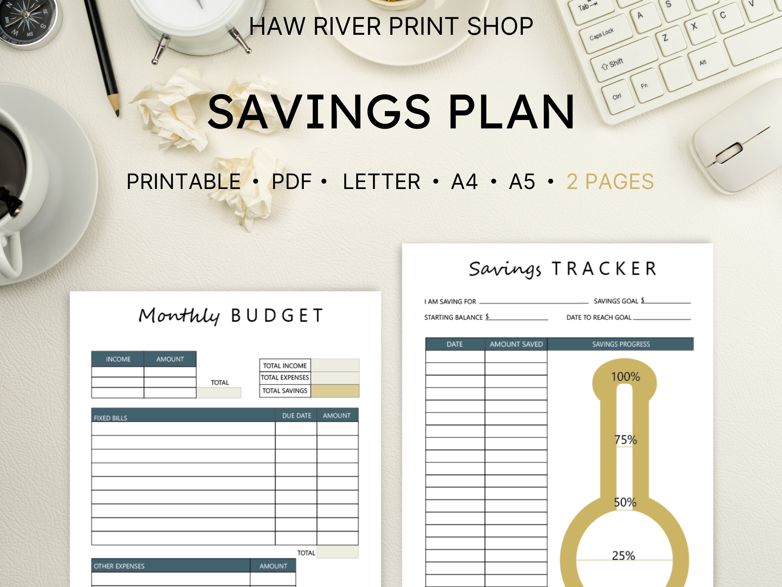 Savings Planner, Budget Planner, Printable, Instant Download, Printable ...