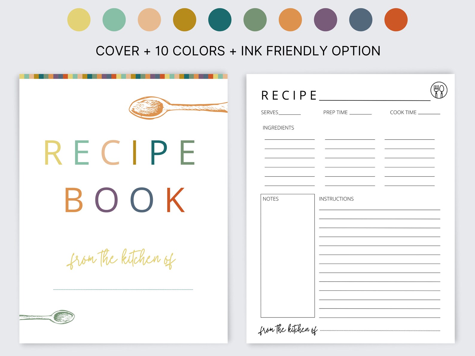 Recipe Book, Recipe Pages, Printable, Instant Download, Printable PDF ...