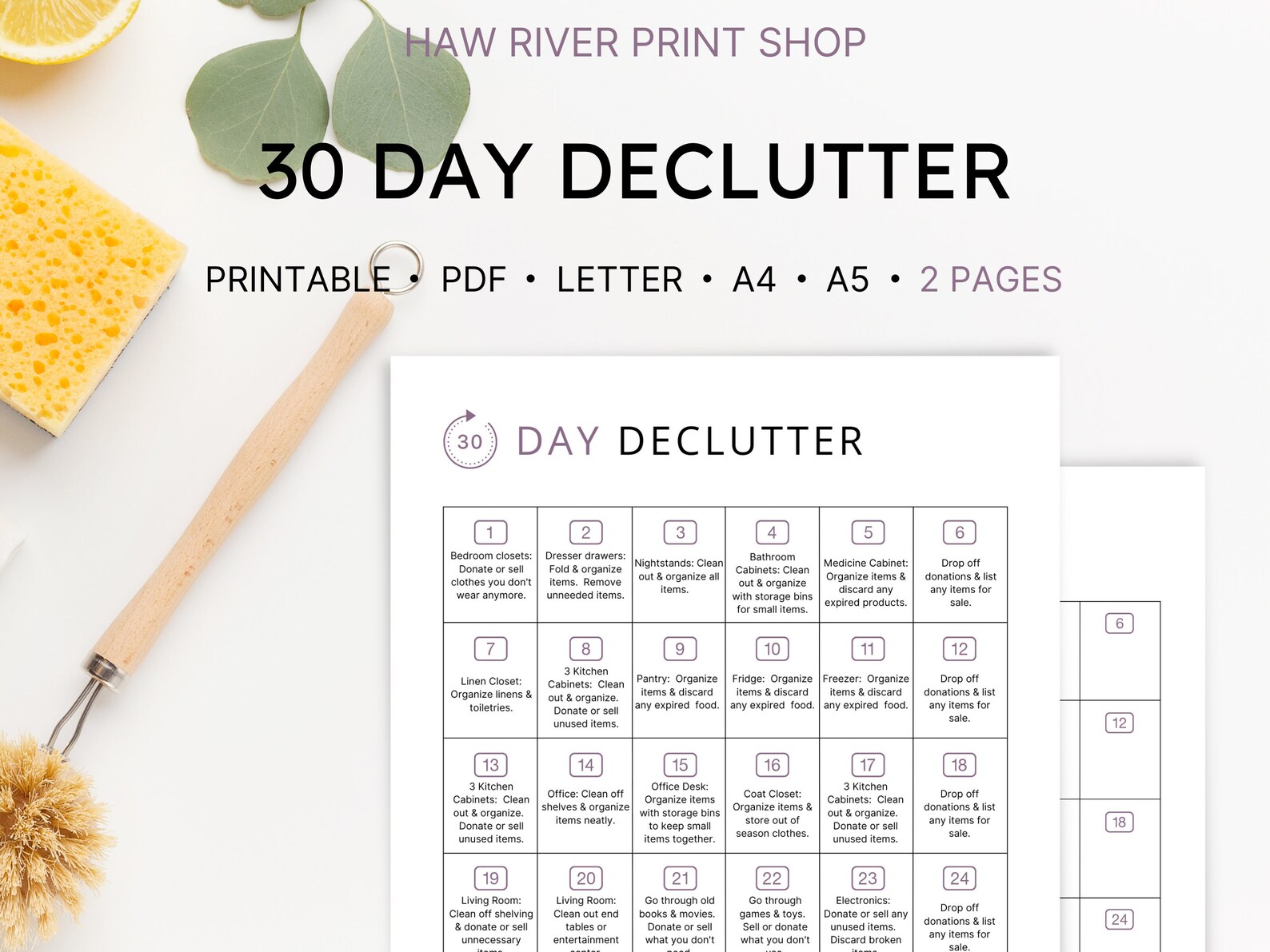 30 Day Declutter Challenge, Printable, Instant Download, Printable PDF ...