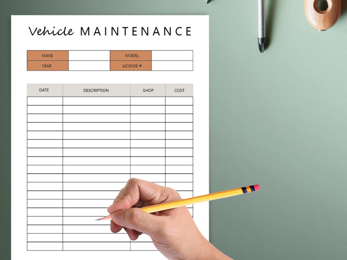 Vehicle Maintenance, Printable, Instant Download, Printable PDF, US ...