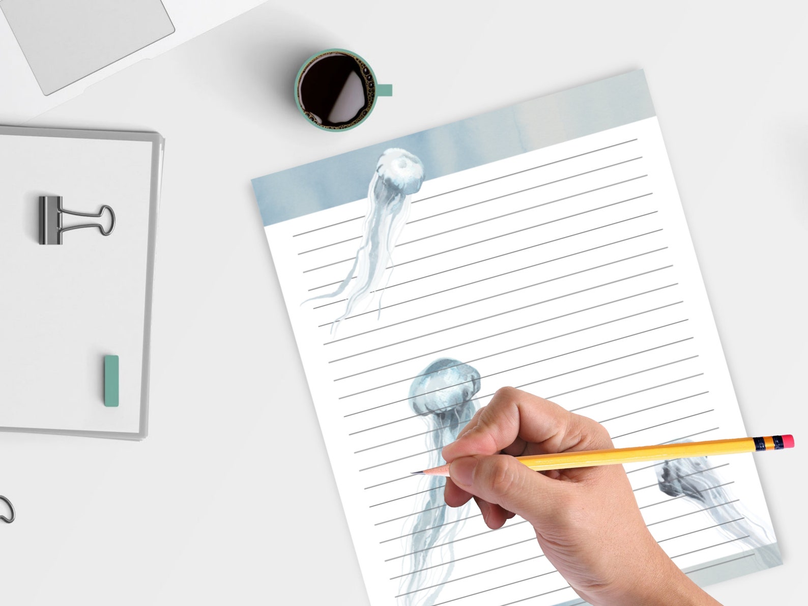 Printable Stationary, Jellyfish, Note Paper, Letter Writing, Lined ...