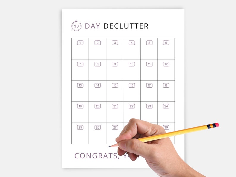 30 Day Declutter Challenge, Printable, Instant Download, Printable PDF ...