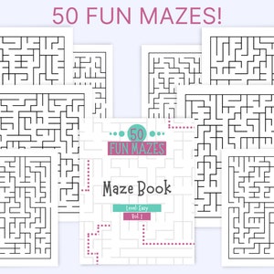 Maze Book, 50 Mazes, Level Easy, Printable, Instant Download, Printable ...