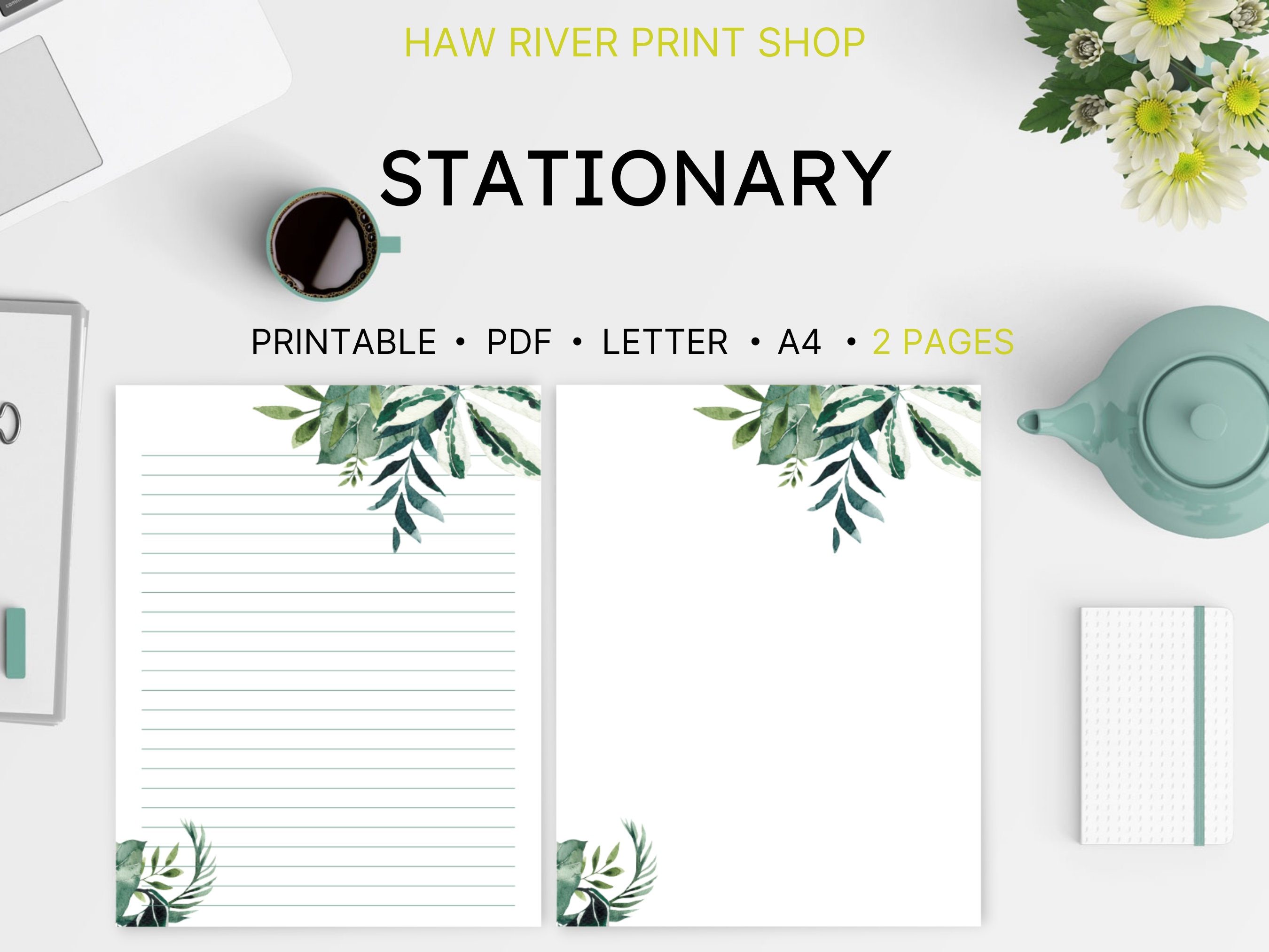 Printable Stationary, Tropical, Note Paper, Letter Writing, Lined ...