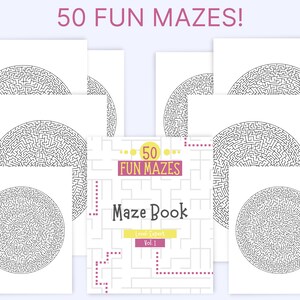 Maze Book, 50 Mazes, Level Expert, Printable, Instant Download ...