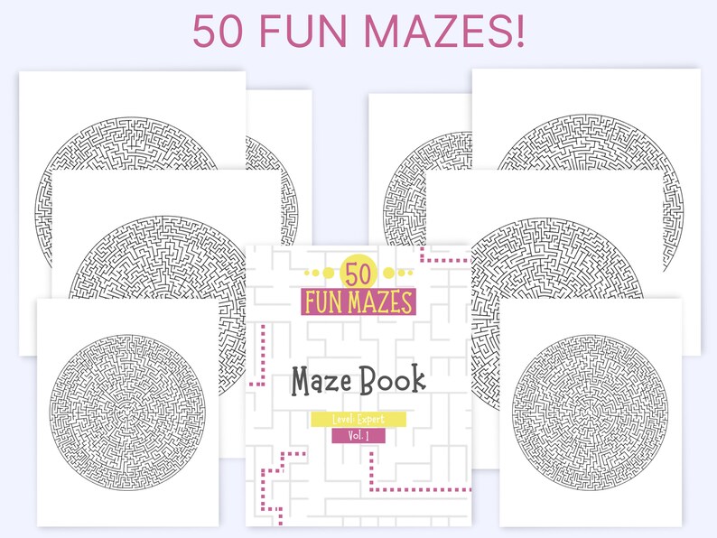 Maze Book, 50 Mazes, Level Expert, Printable, Instant Download ...
