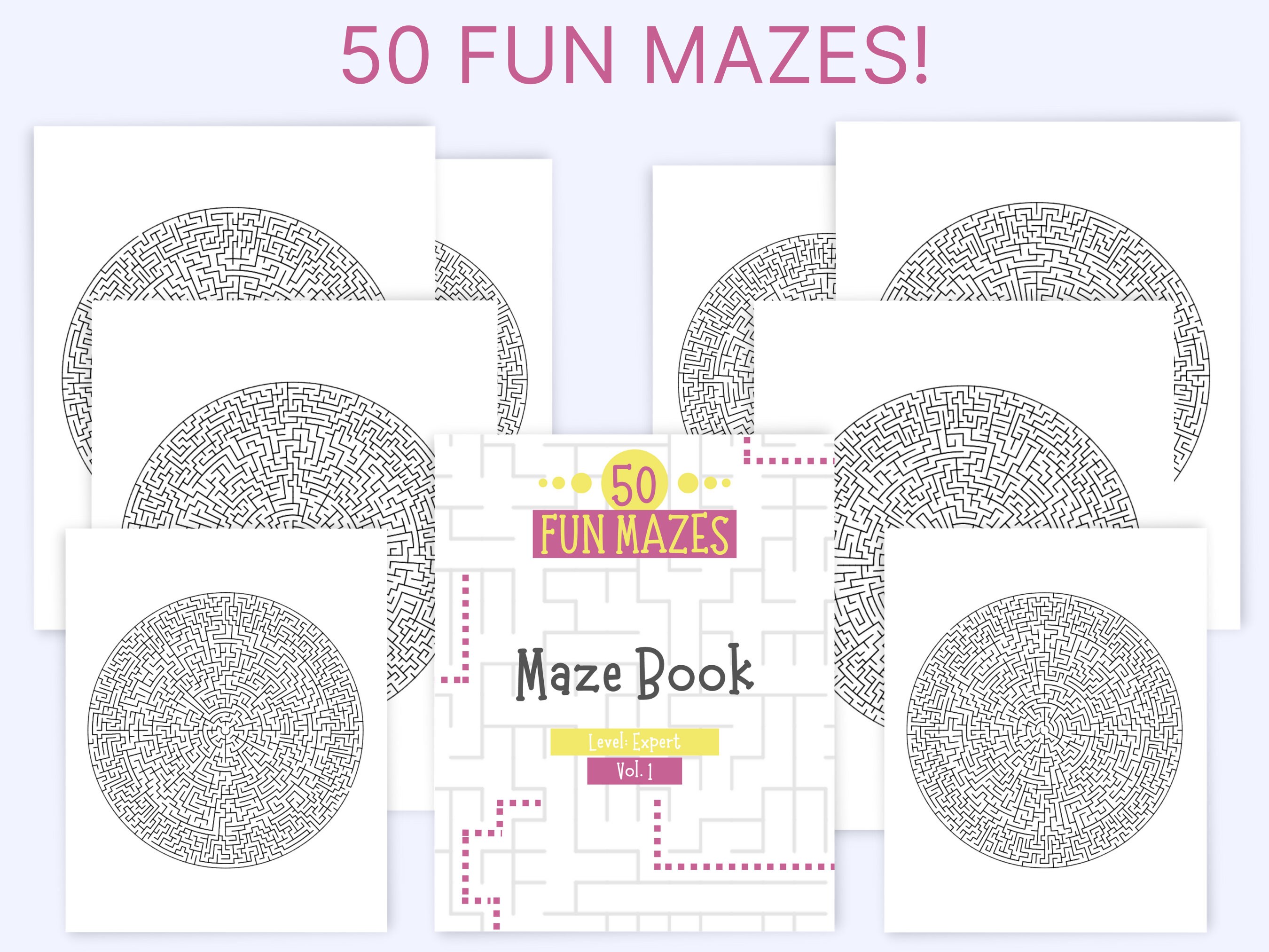 Maze Book, 50 Mazes, Level Expert, Printable, Instant Download ...