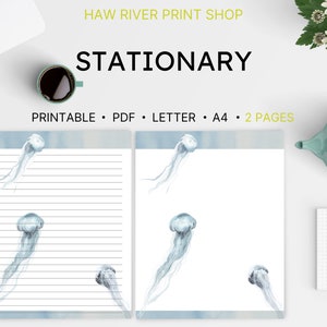 Printable Stationary, Jellyfish, Note Paper, Letter Writing, Lined ...