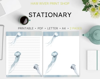 PRINTABLE Stationery Instant PDF Download Sea Life Pen Pals Note Paper ...