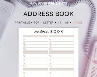 A5 Address Book Insert TN - Etsy