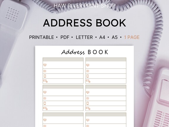 Address Book Printable Instant Download Printable PDF US | Etsy