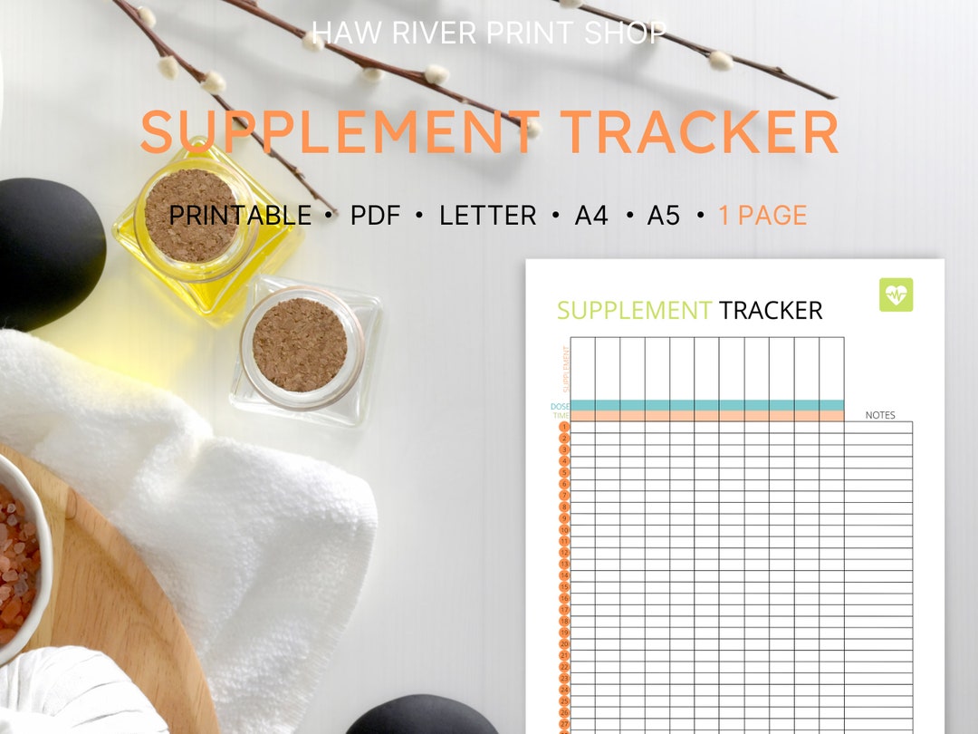 Supplement Tracker, Vitamin Tracker, Printable, Instant Download ...