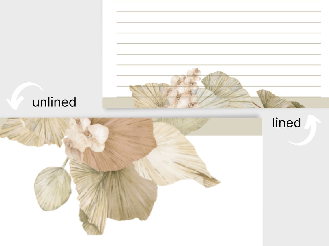 Printable Stationary, Beach, Floral, Note Paper, Letter Writing, Lined ...